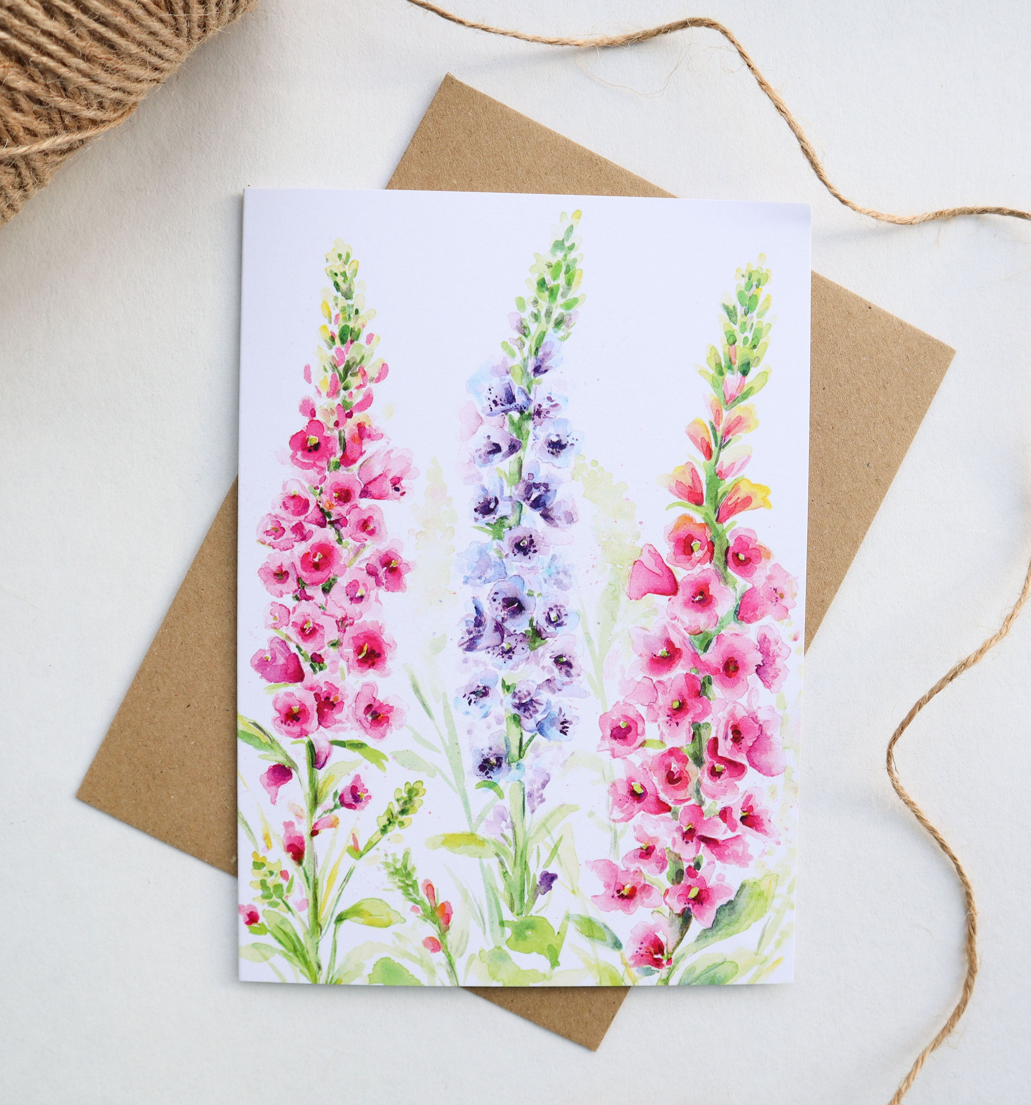 Foxgloves In Bloom Greetings Card – Felicity Designs